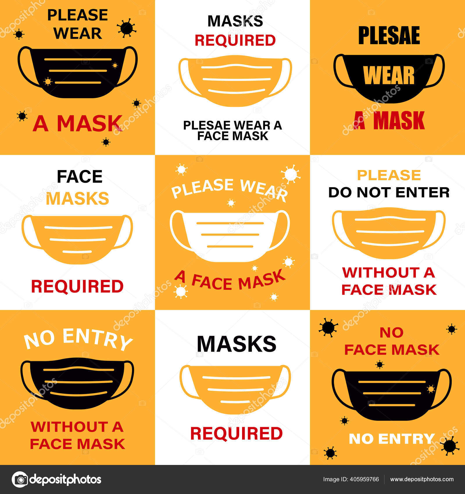 Set of sign please wear a mask Stock Vector Image by ©Mandarinka1970 ...