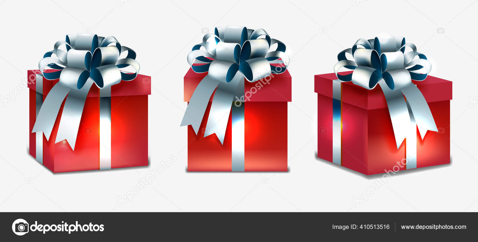 Realistic three red presents on white background Stock Vector by ...