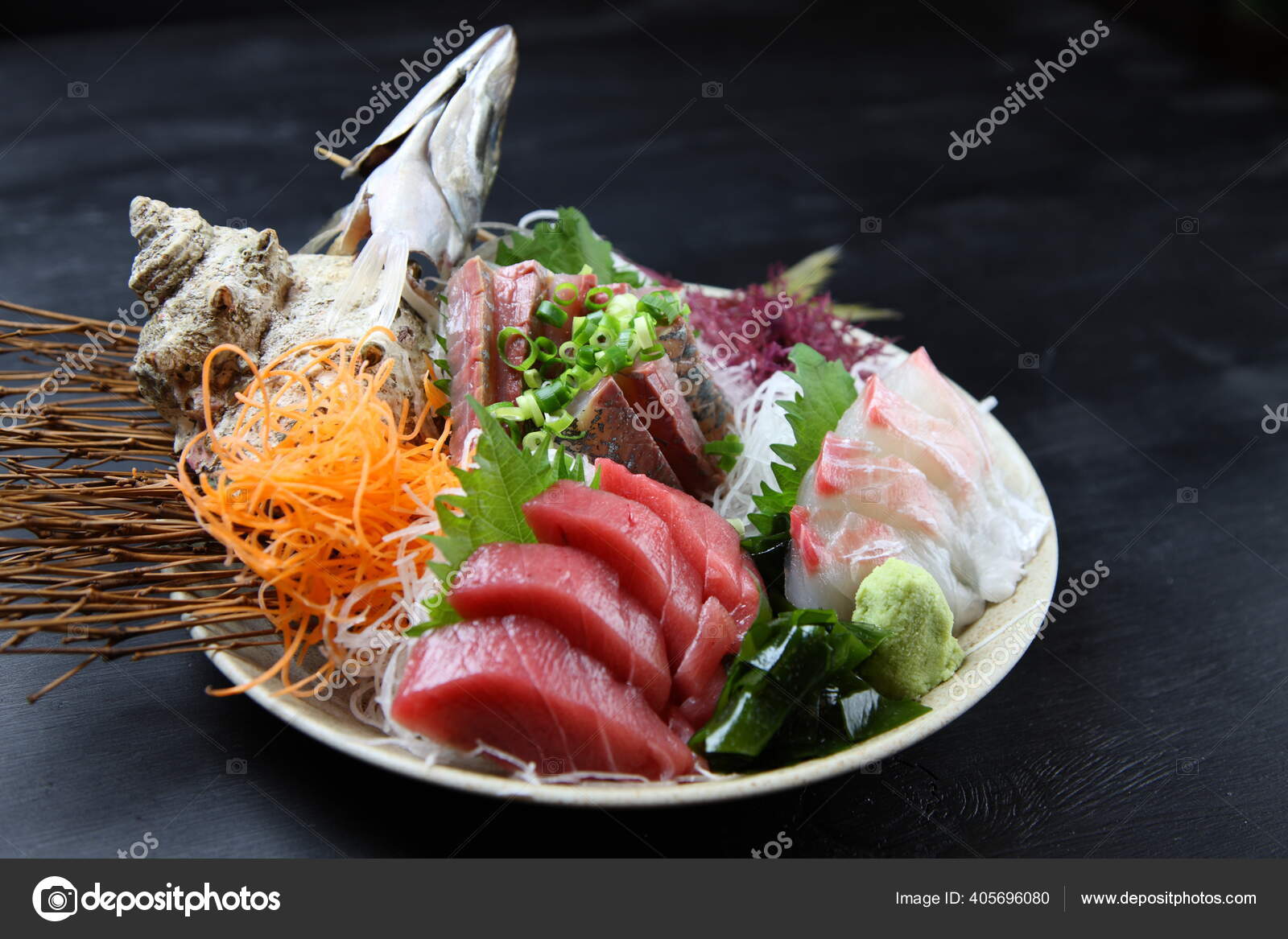 Three Types Fresh Sashimi Plate — Stock Photo © deeblue #405696080