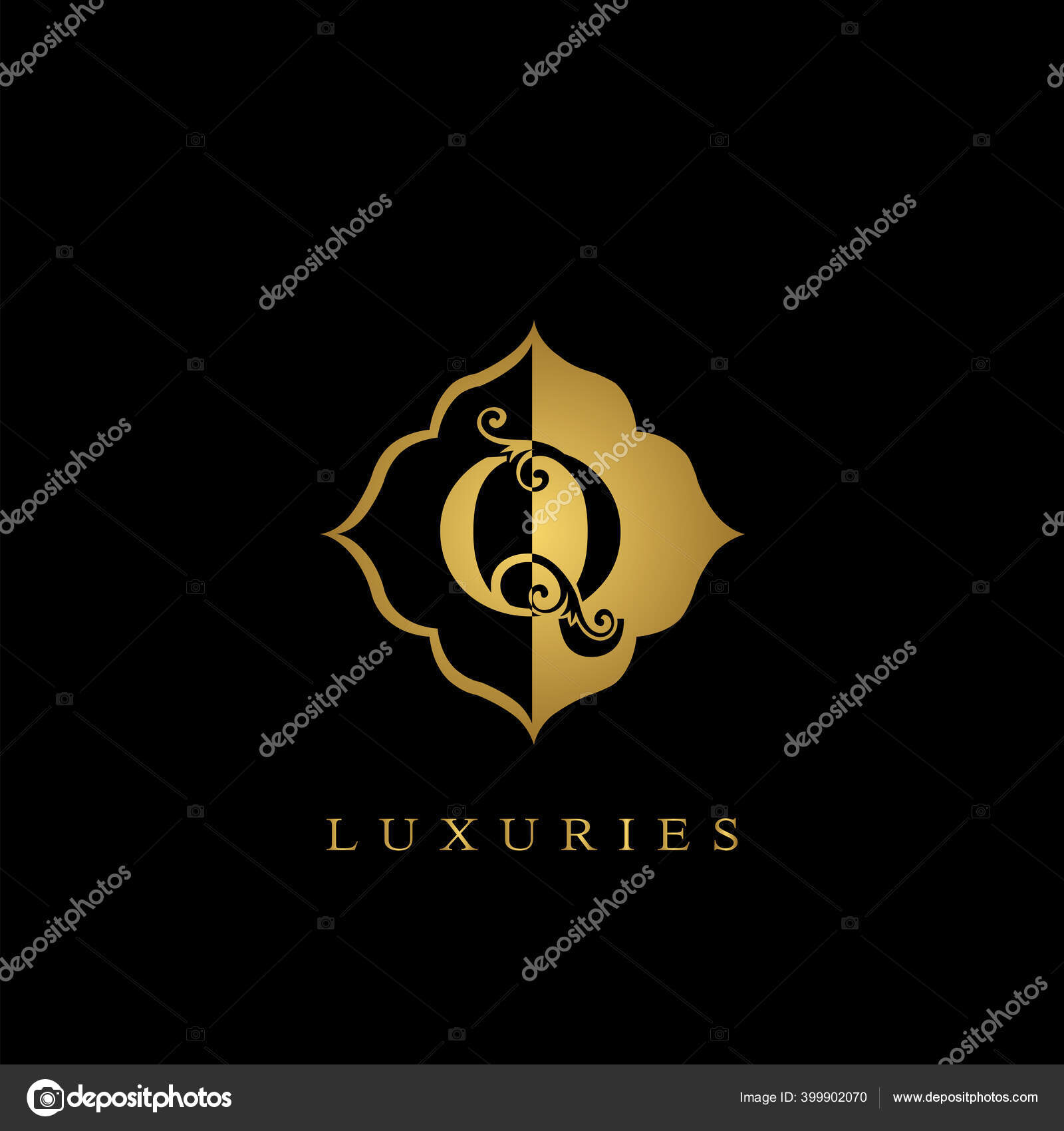 Golden Initial Letter Luxury Logo Vector Design Ornate Badge Luxury ...