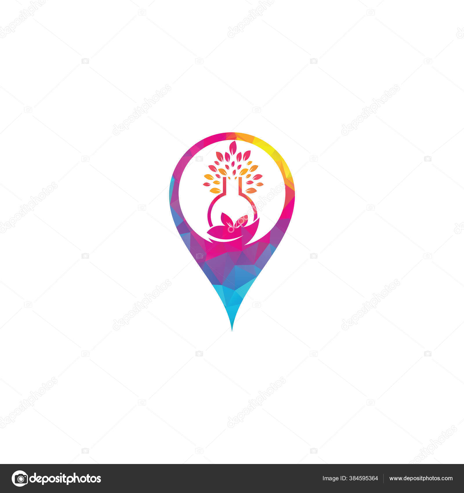 Lab Tree Map Pin Shape Concept Logo Green Lab Vector — Stock Vector ...