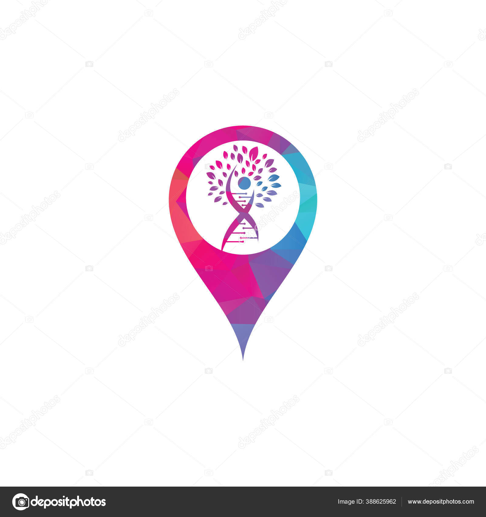 Dna Tree Map Pin Shape Concept Vector Logo Design Dna Stock Vector ...