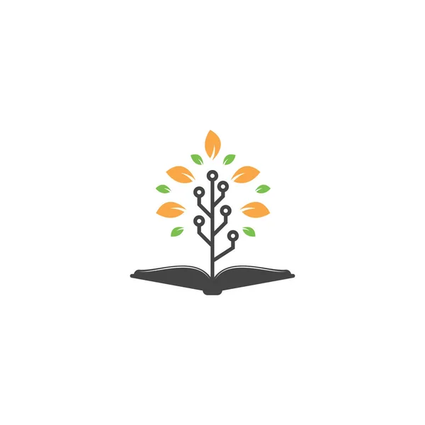 Education tech logo design vector. Book and tech tree logo design ...