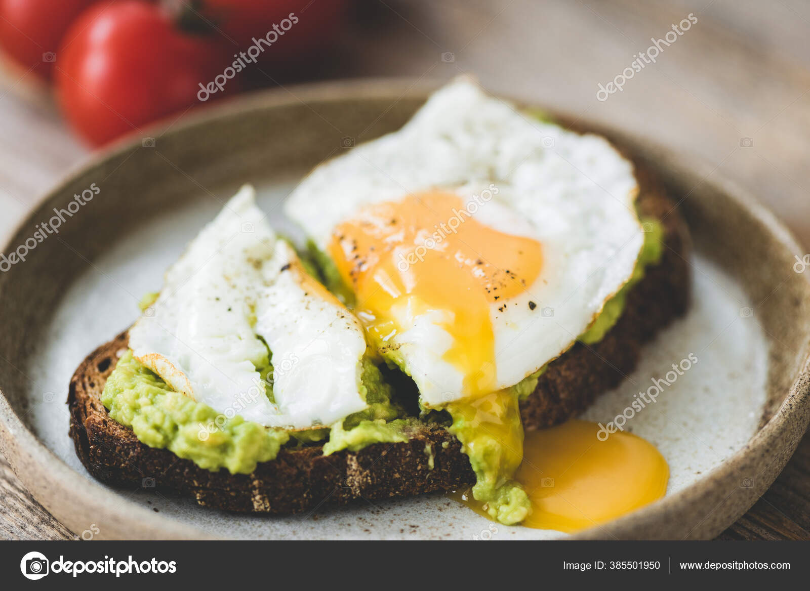 Toast Avocado Fried Egg Plate Healthy Breakfast Lunch Snack Food Stock Photo by ©VladislavNosick ...
