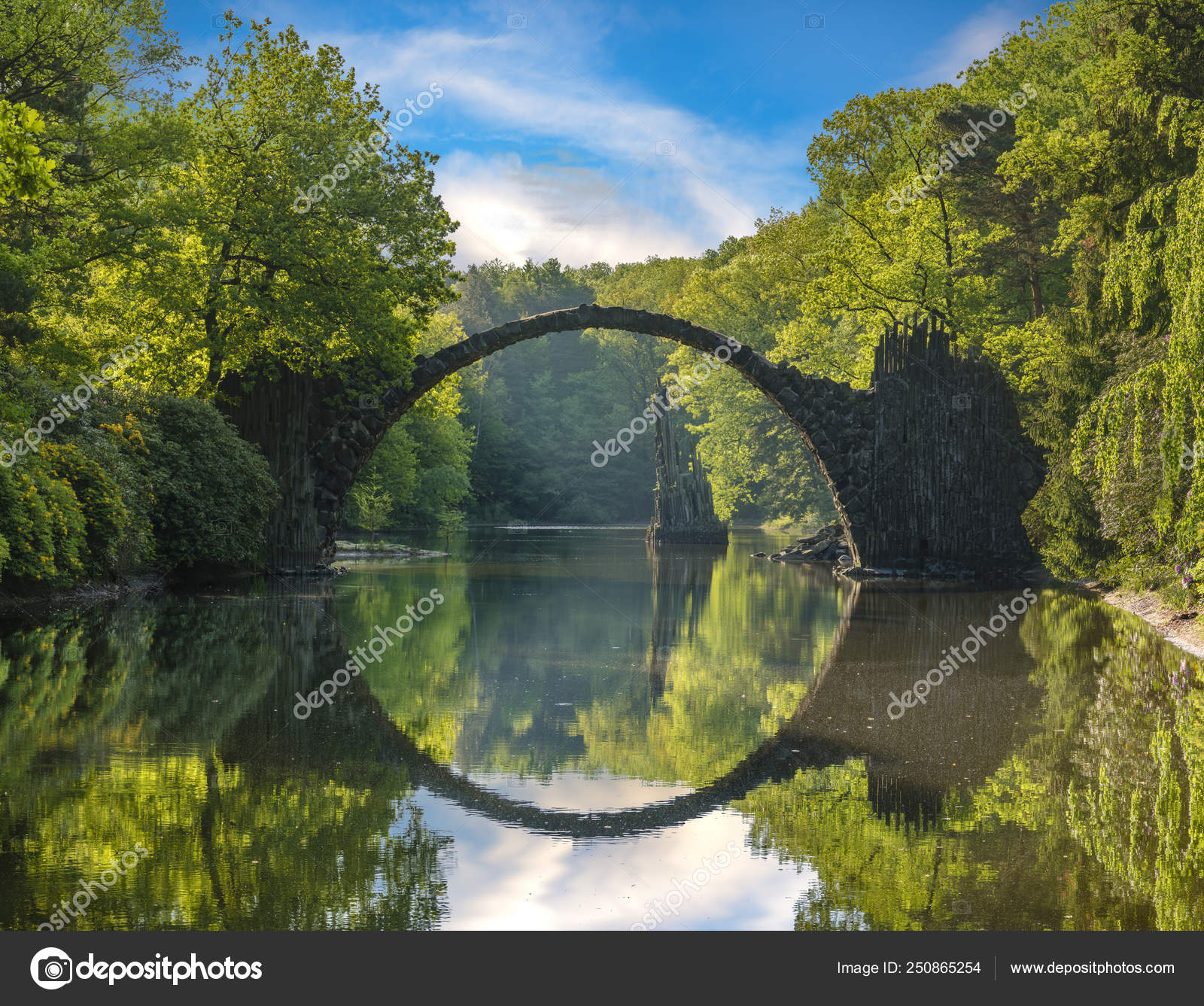Bridge in rhododendron park in Kromlau, Germany Stock Photo by ...