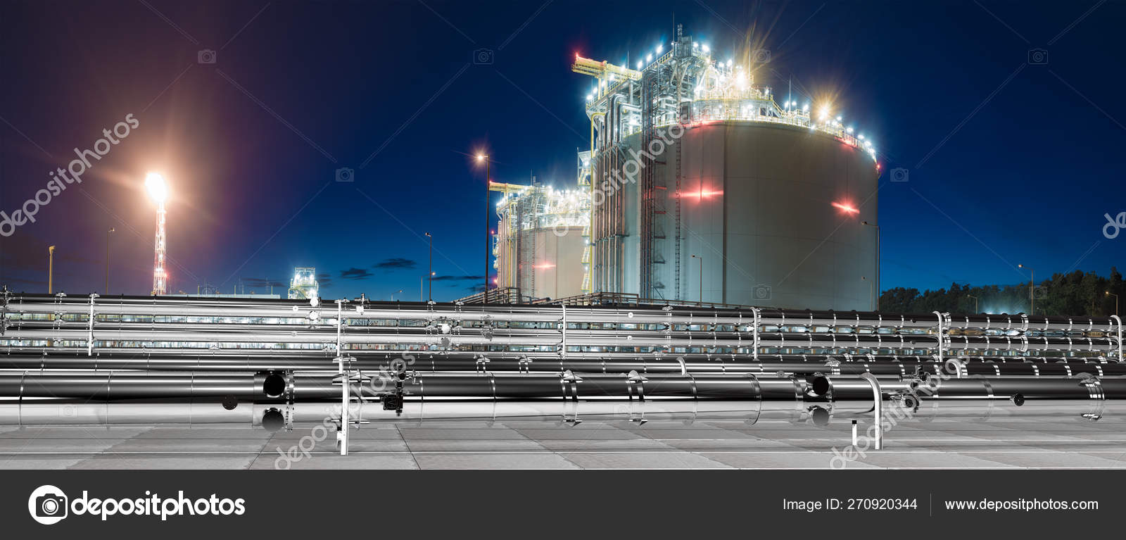 Pipelines in the LNG terminal - 3d illustration Stock Photo by ...