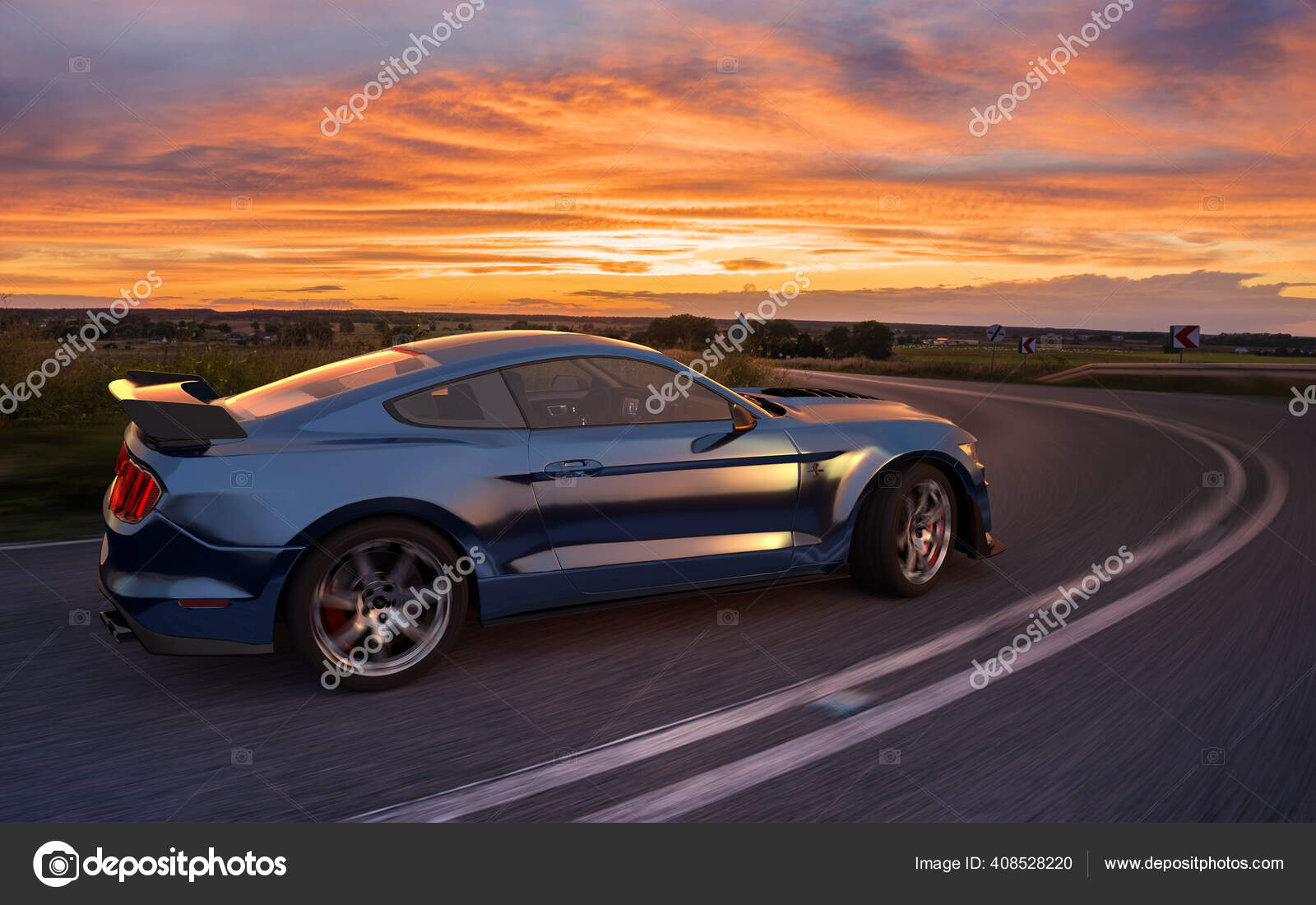 Ford Mustang Dynamic Driving Sunset — Stock Editorial Photo ...