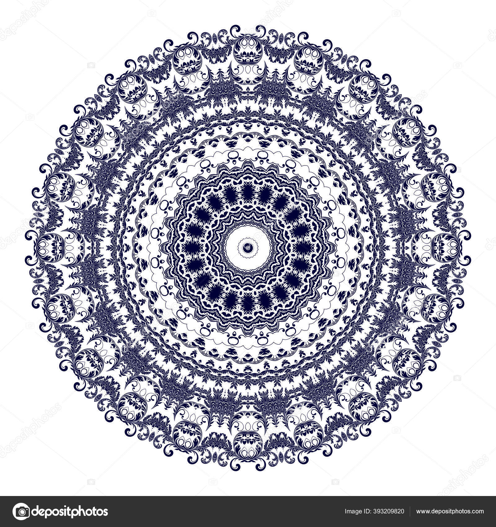 Adorno Redondo Azul Sobre Fondo Blanco Ilustración Vectorial Vector de ...