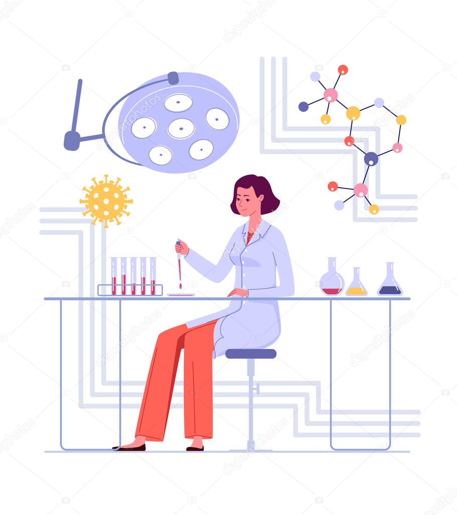 En un laboratorio moderno y luminoso, un joven microbiólogo está ...