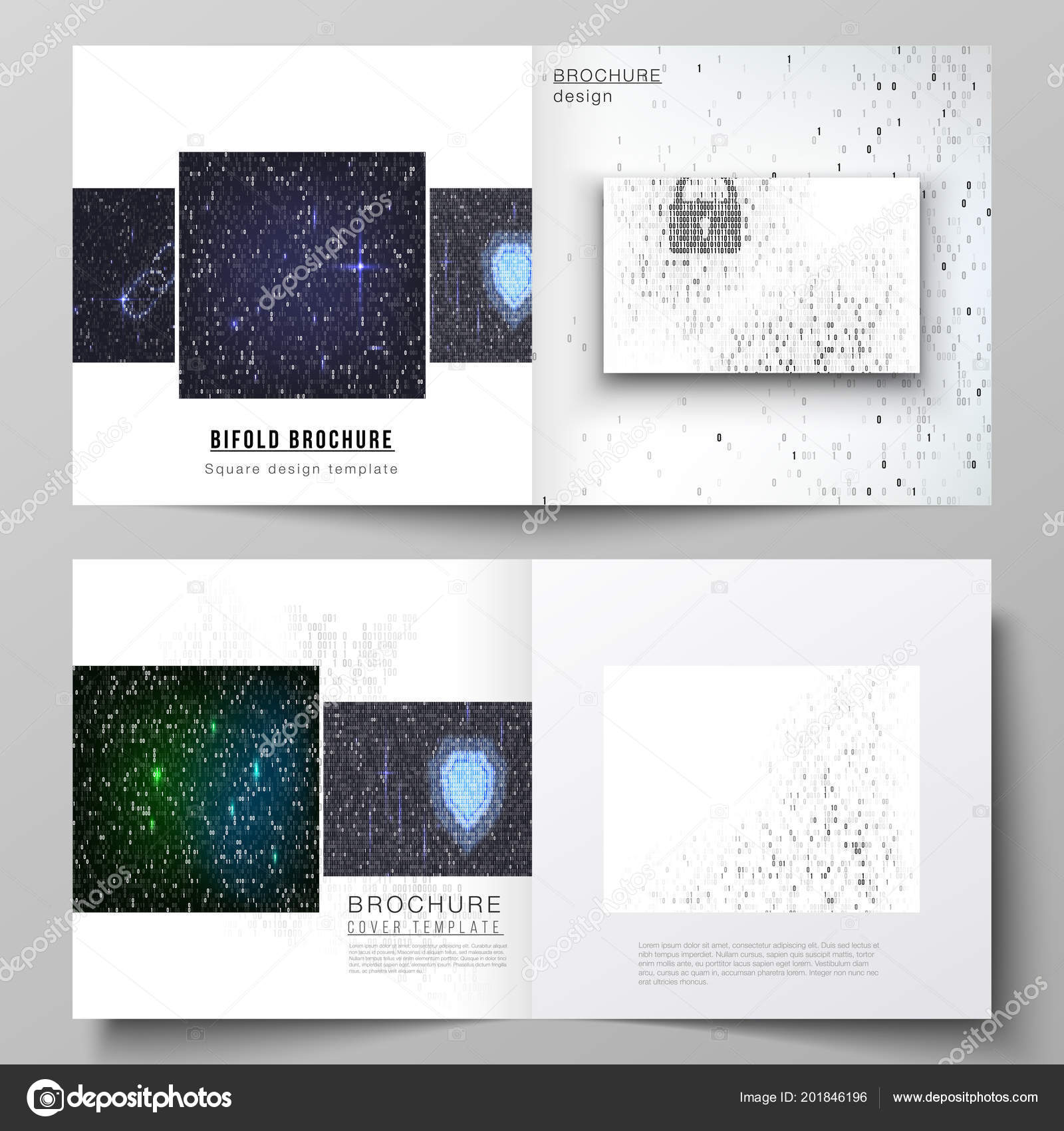The vector layout of two covers templates for square design bifold ...