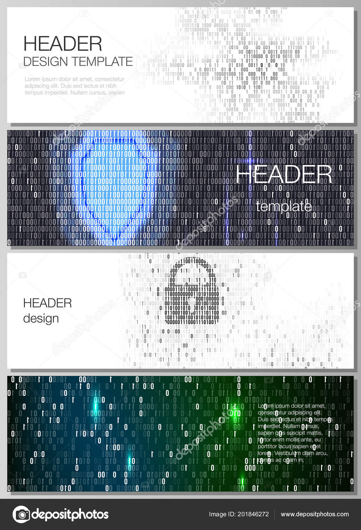 The minimalistic vector illustration of the editable layout of headers ...