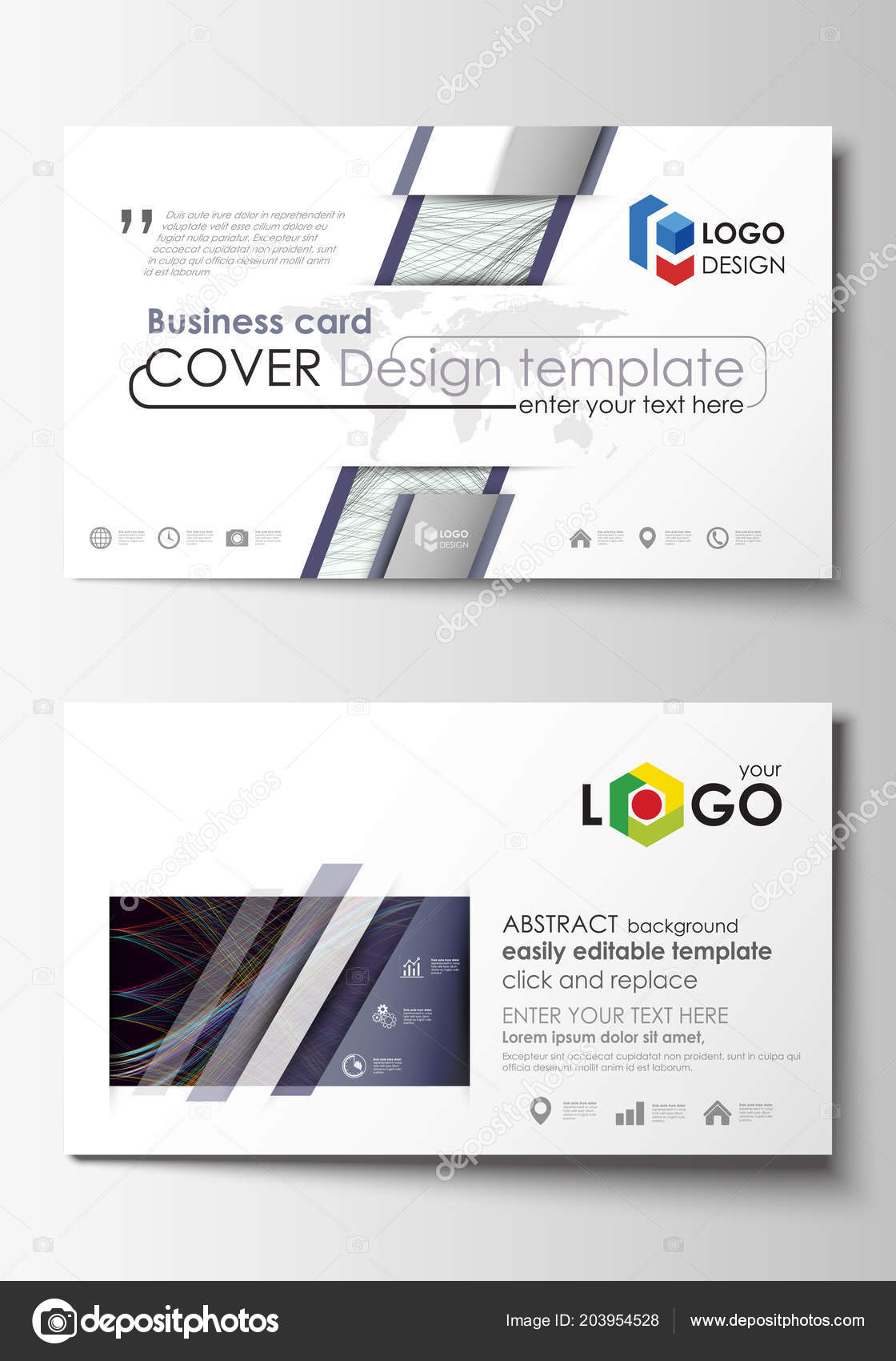 Business card templates. Cover template, easy editable vector, flat ...