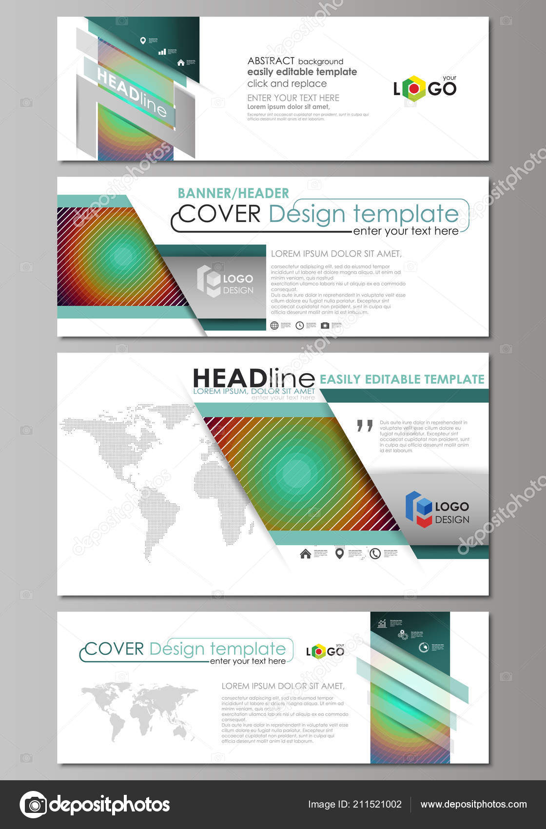 Social media and email headers set, modern banners. Business templates ...