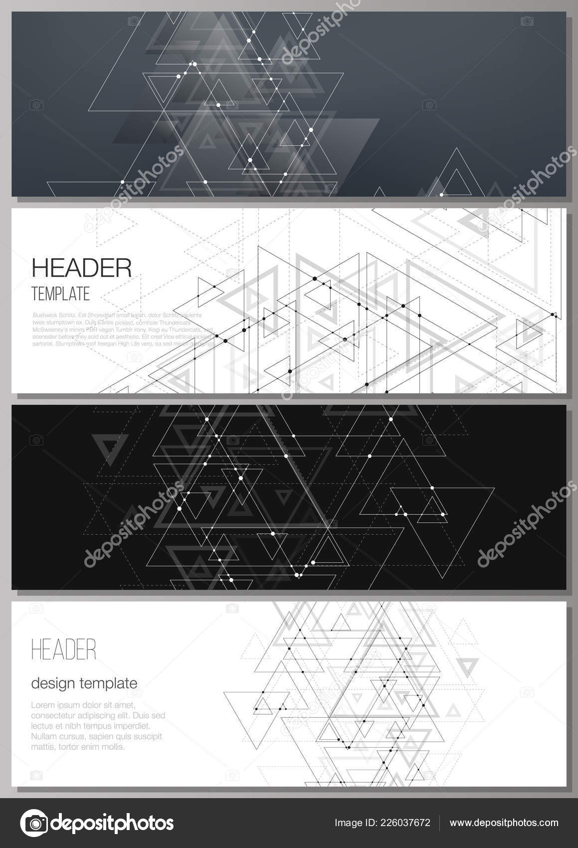 The minimalistic vector illustration of editable layout of headers ...