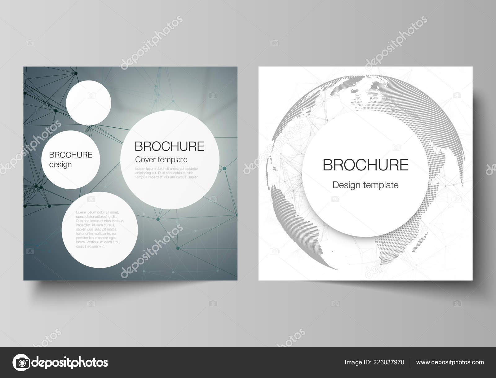 Vector layout of two square format covers design templates for brochure ...