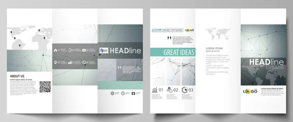 Tri-fold brochure business templates on both sides. Abstract vector ...