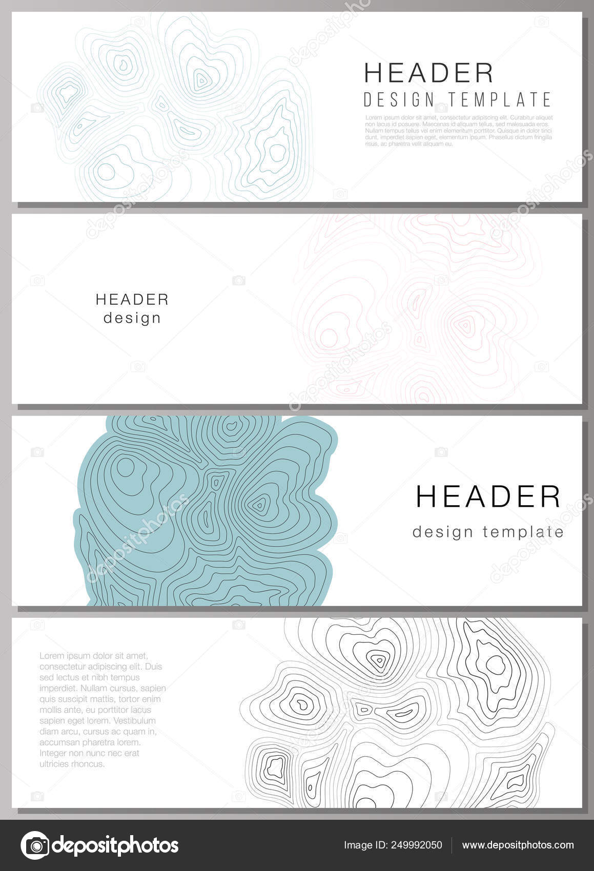 The minimalistic vector illustration of the editable layout of headers ...