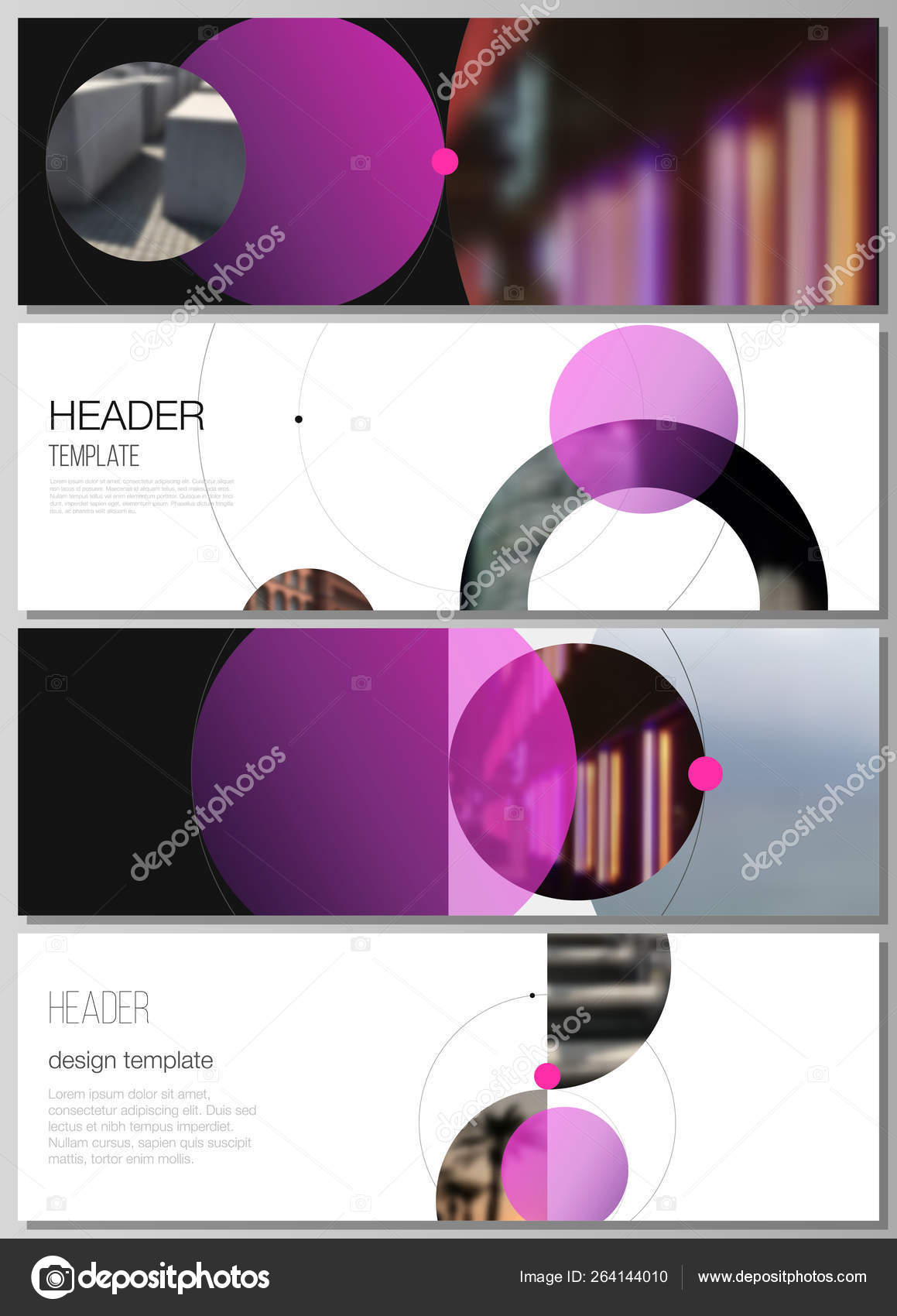 The minimalistic vector layout of headers, banner design templates ...