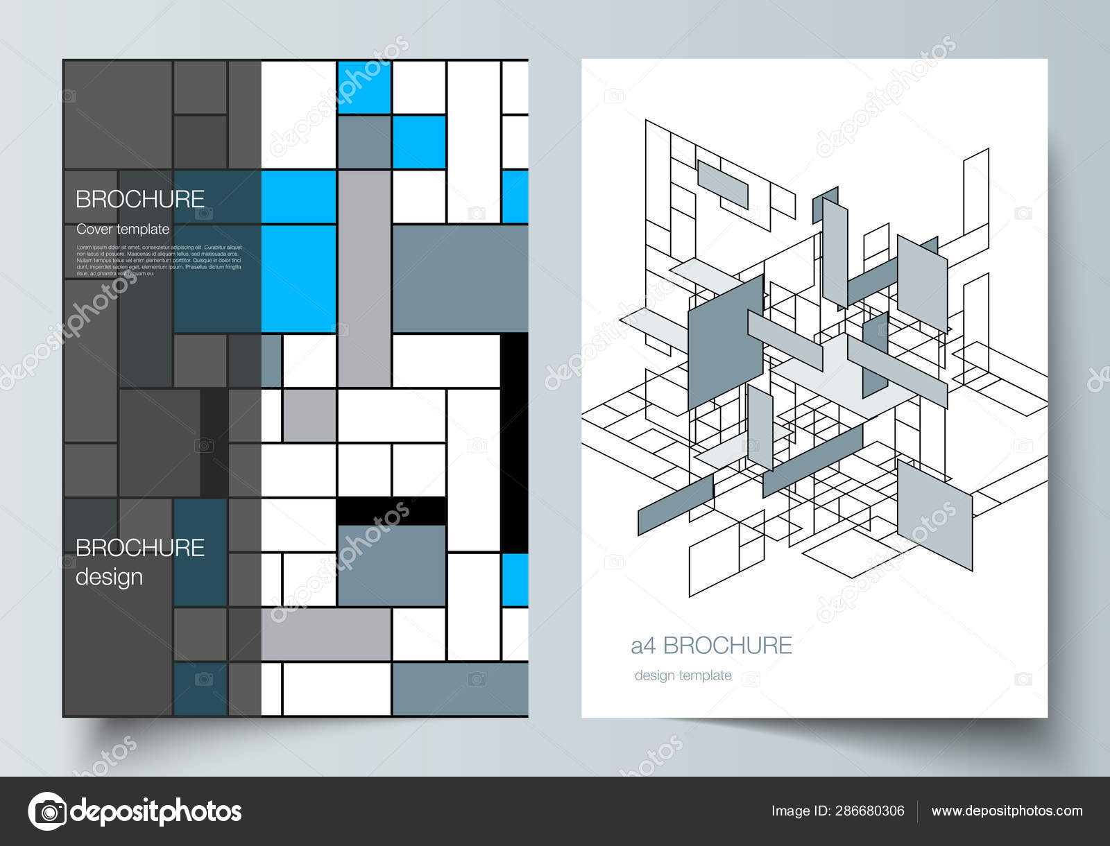 The vector layout of A4 format modern cover mockups design templates ...