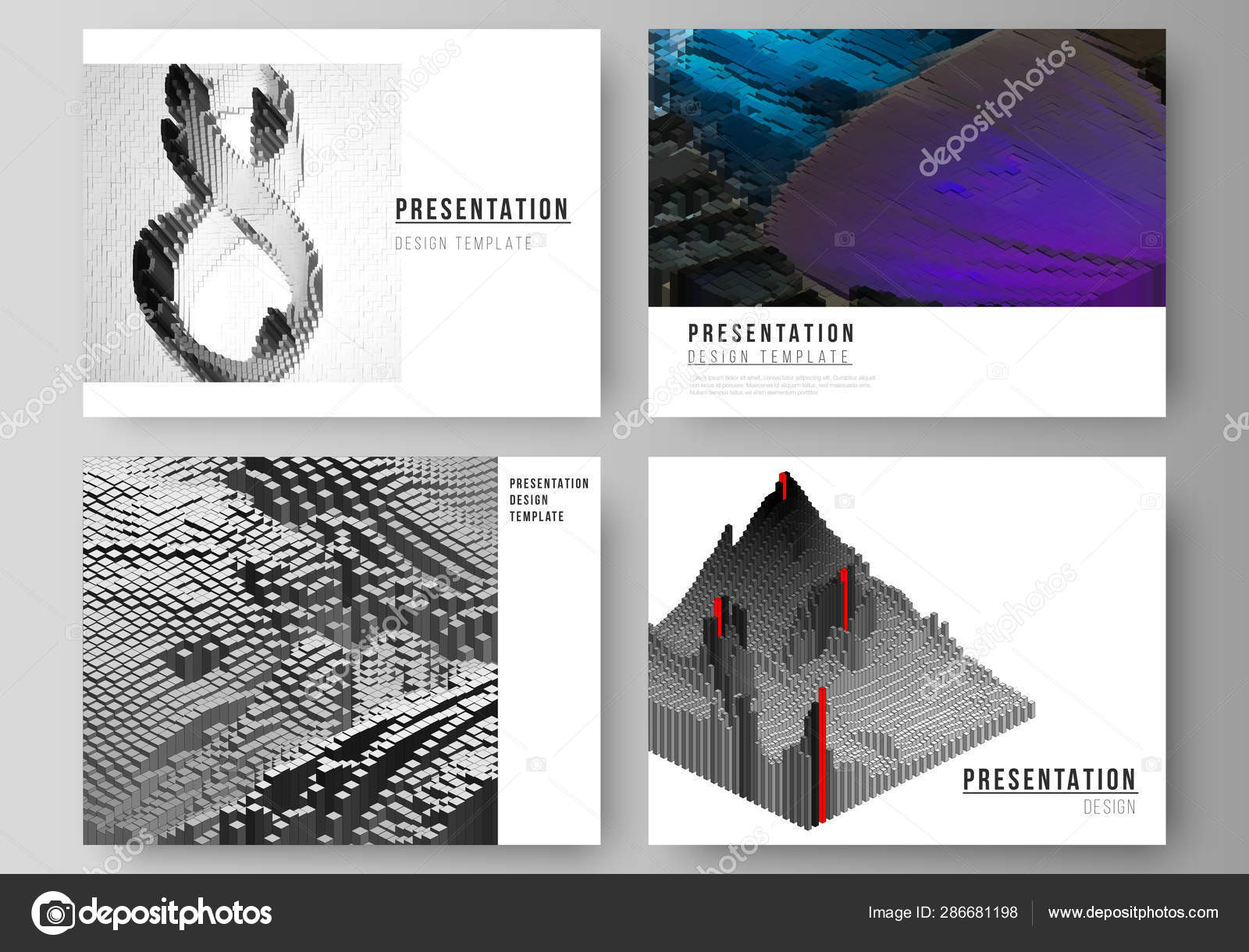 The minimalistic abstract vector layout of the presentation slides ...