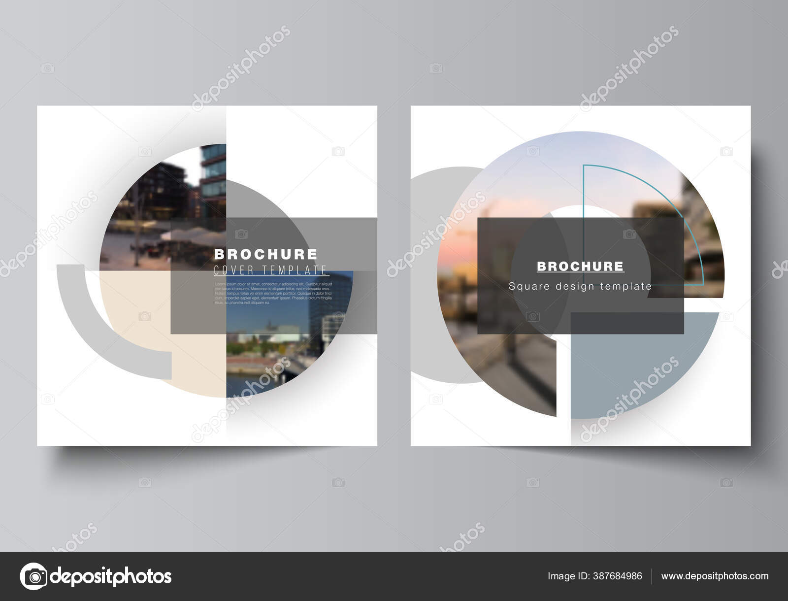 Vector layout of two square covers design template for brochure, flyer ...