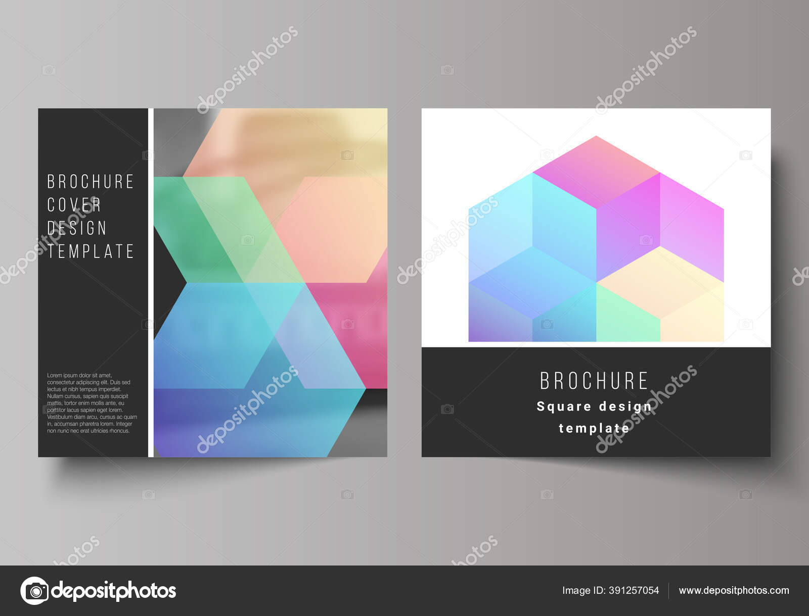Vector layout of two square format covers design templates with ...