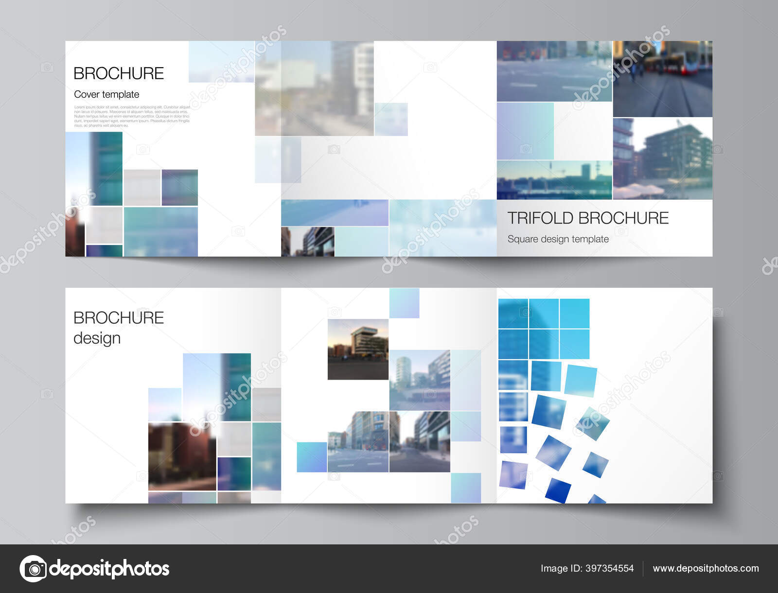 Vector layout of square format covers templates for trifold brochure ...