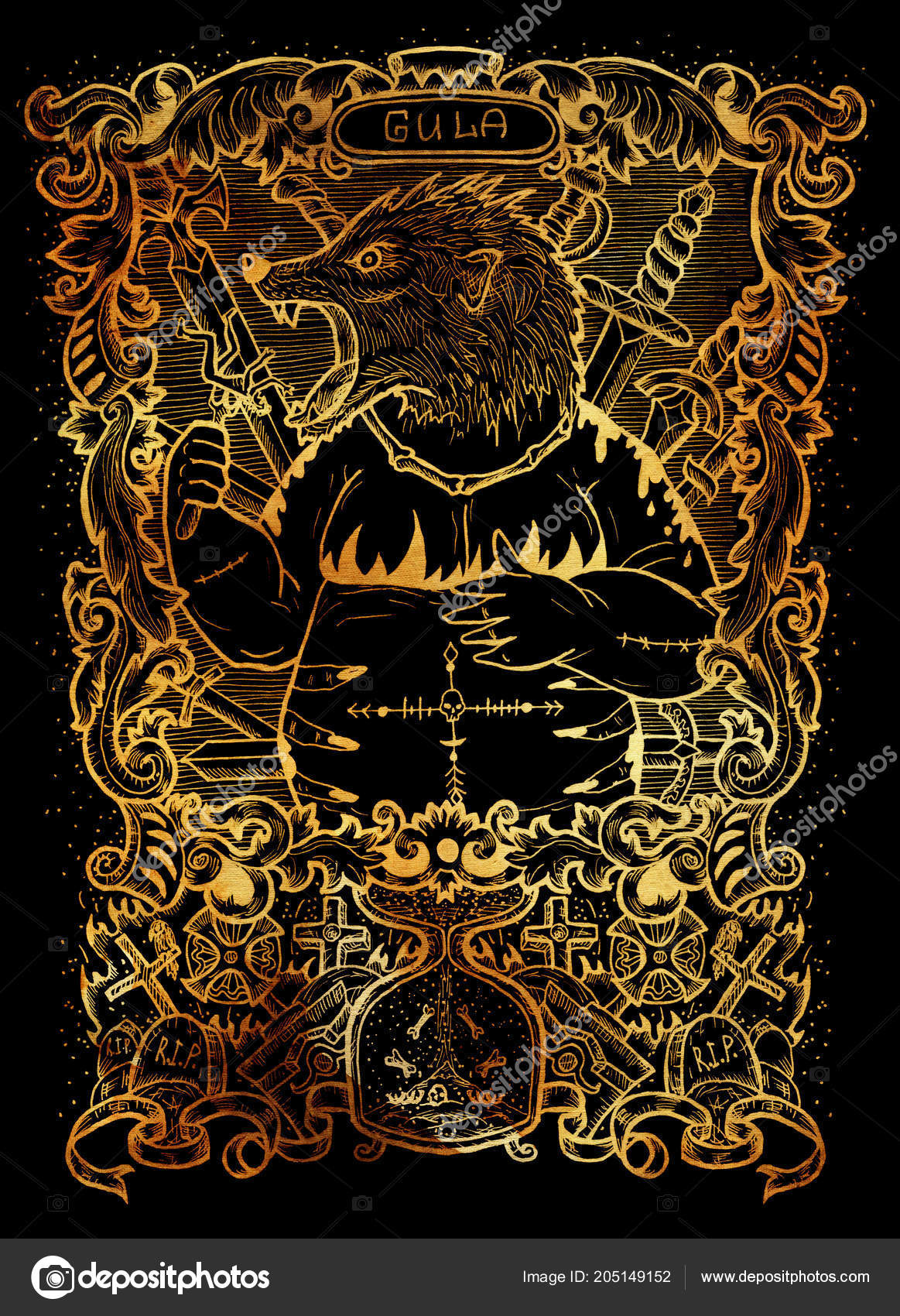 Gluttony Latin Word Gula Means Obesity Seven Deadly Sins Concept Stock ...