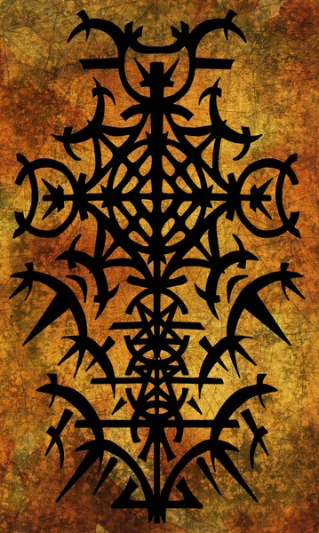 Back cover design of tarot card. Black gothic pattern on old paper ...