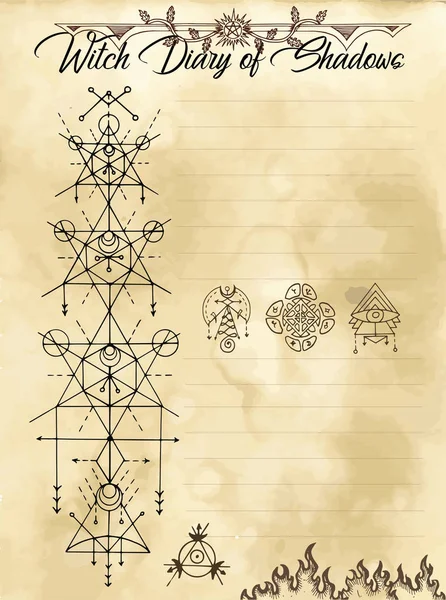 Witch Diary Page Devil Seals Weird Symbols Pentagrams Magic Wiccan ...