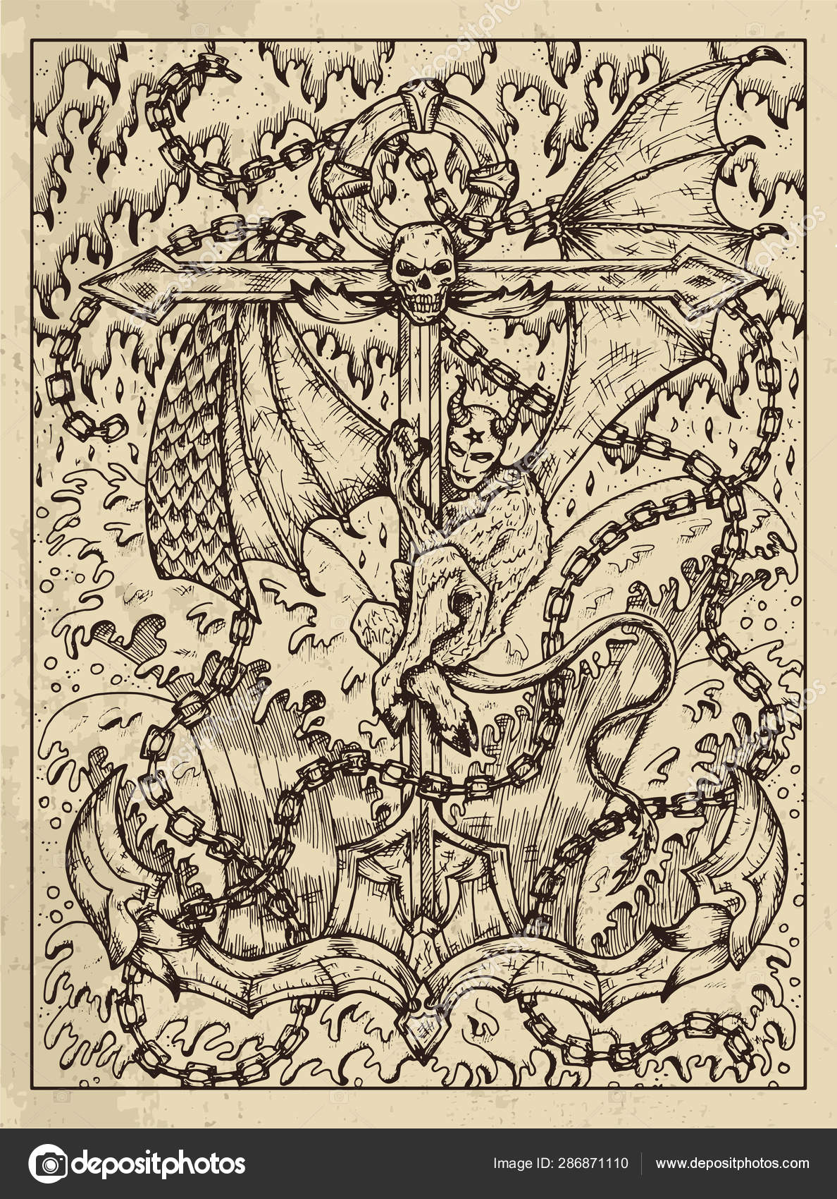 Anchor. Mystic concept for Lenormand oracle tarot card. Stock Vector ...