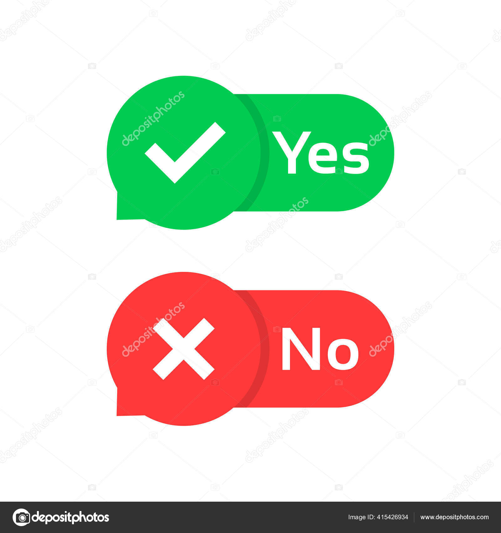 Yes Check Marks Color Bubble Flat Simple Sticker Style Trend Stock ...
