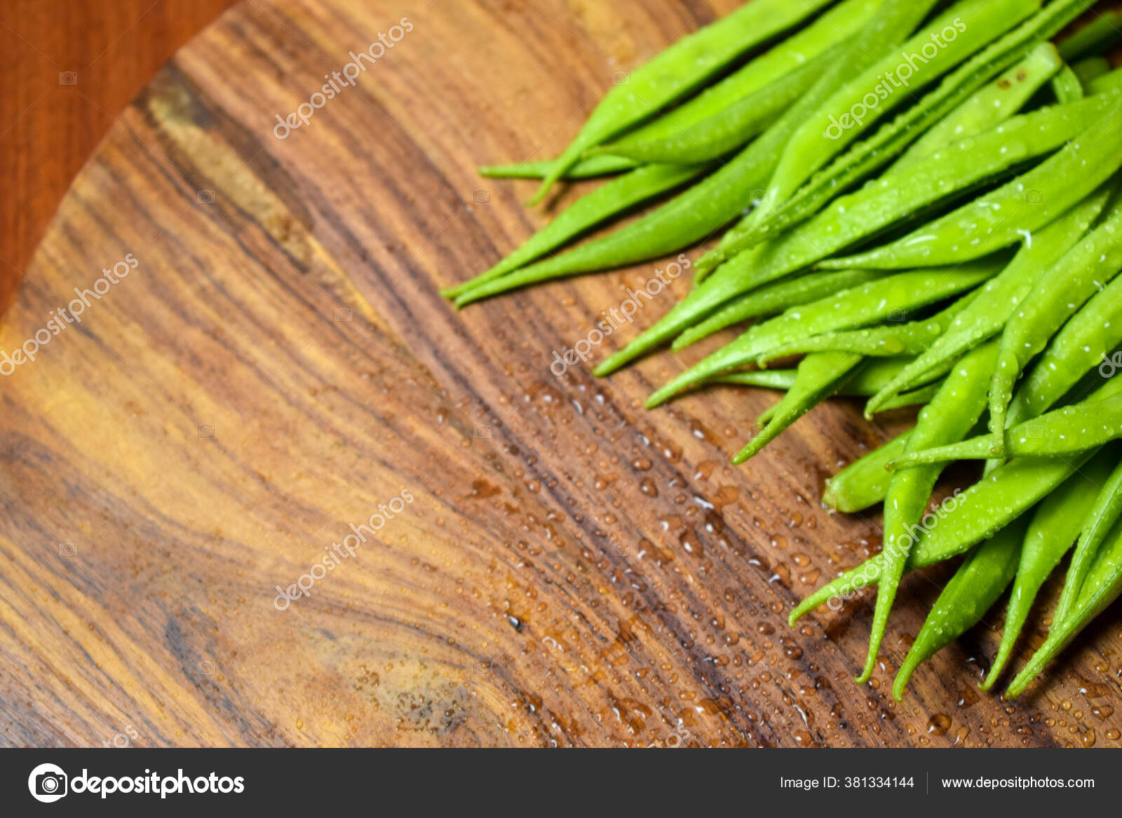 Cluster Bean Guaralso Known Gavar Guwar Guvar Bean Isolated Wooden ...