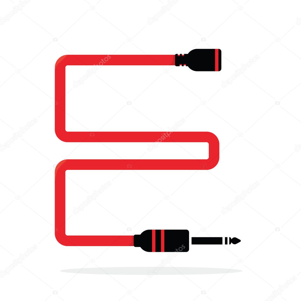 Logotipo de letra del alfabeto E formado por cable o cable jack ...