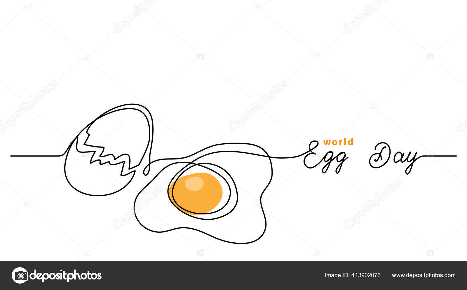 World egg day simple web banner, background. One continuous line ...