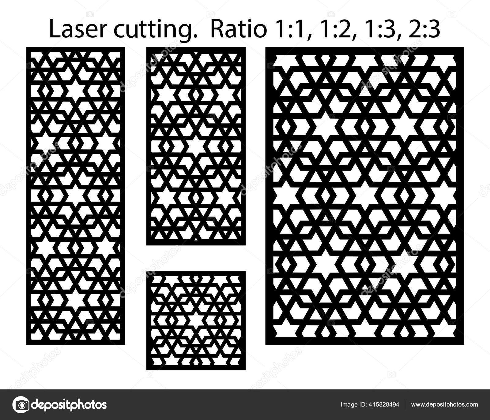 Laser cut geometric template set. Laser cut vector pattern. Panels and screens for cnc cut ...