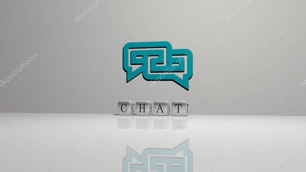 Representación 3D de chat con icono en la pared y texto arreglado por ...