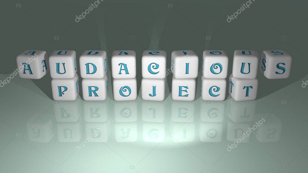 Audacious Project construido por letras de dados y cruce de color para ...