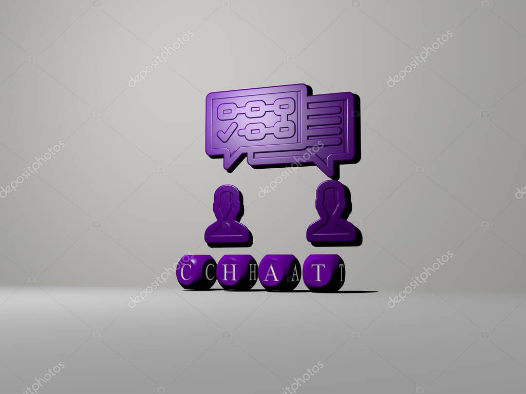 Representación 3D de chat con icono en la pared y texto arreglado por ...