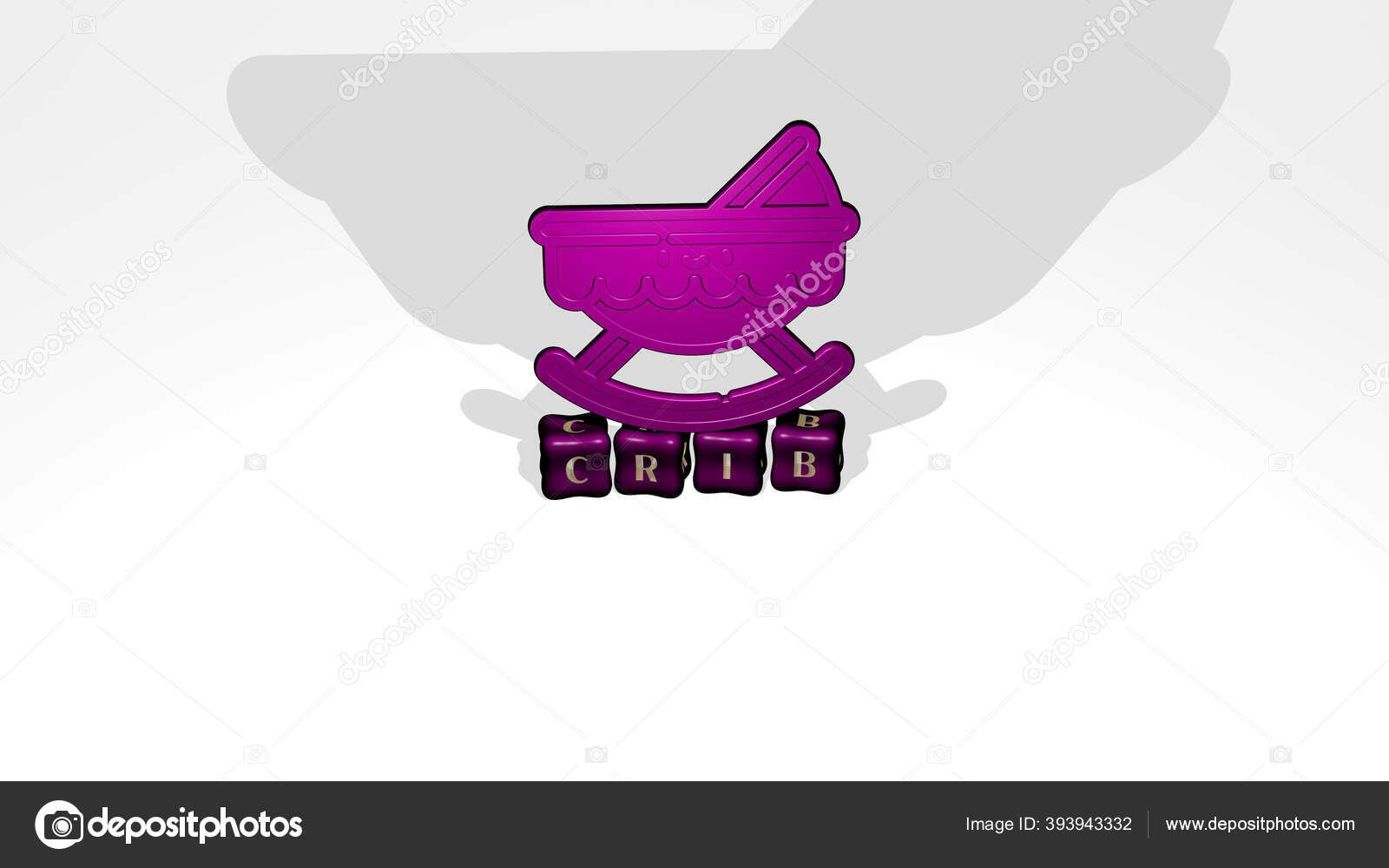 Graphical Image Crib Vertically Text Built Metallic Cubic Letters Top ...