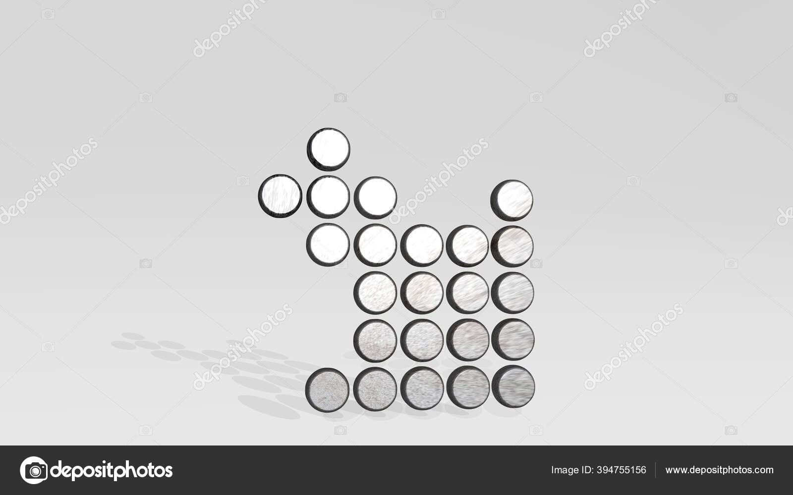 Arrow Dot Corner Right Made Illustration Shiny Metallic Sculpture ...