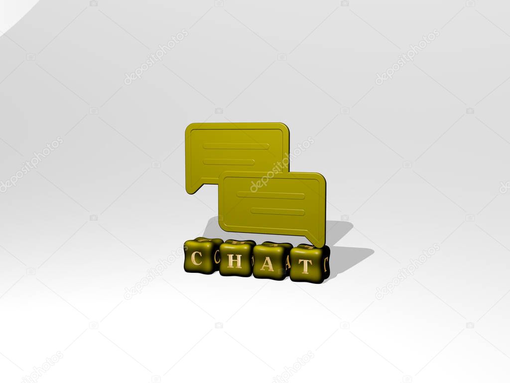 Representación 3D de chat con icono en la pared y texto arreglado por ...