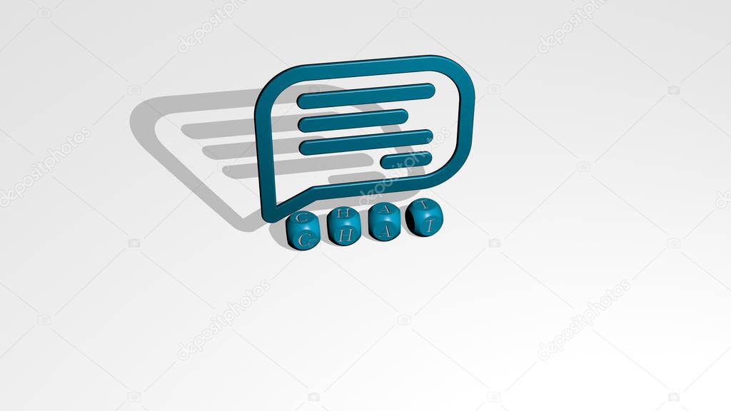 Representación 3D de chat con icono en la pared y texto arreglado por ...