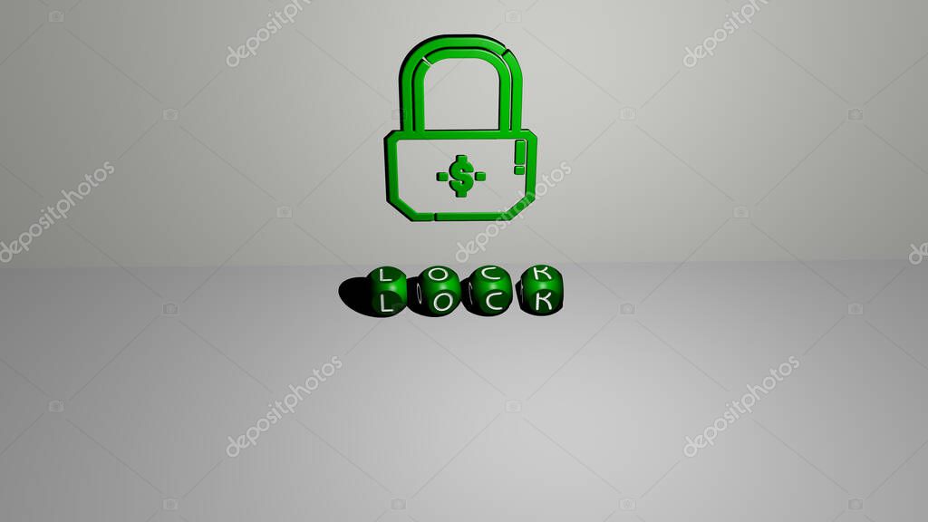 Imagen gráfica 3D de bloqueo vertical junto con texto construido por ...