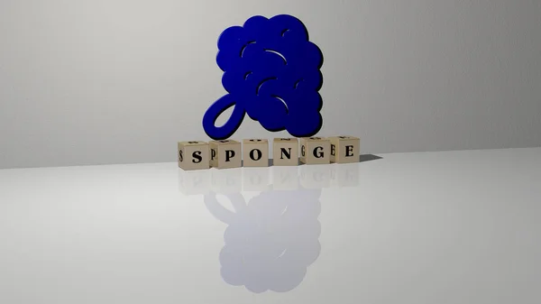 3D illustration of SPONGE graphics and text made by metallic dice ...