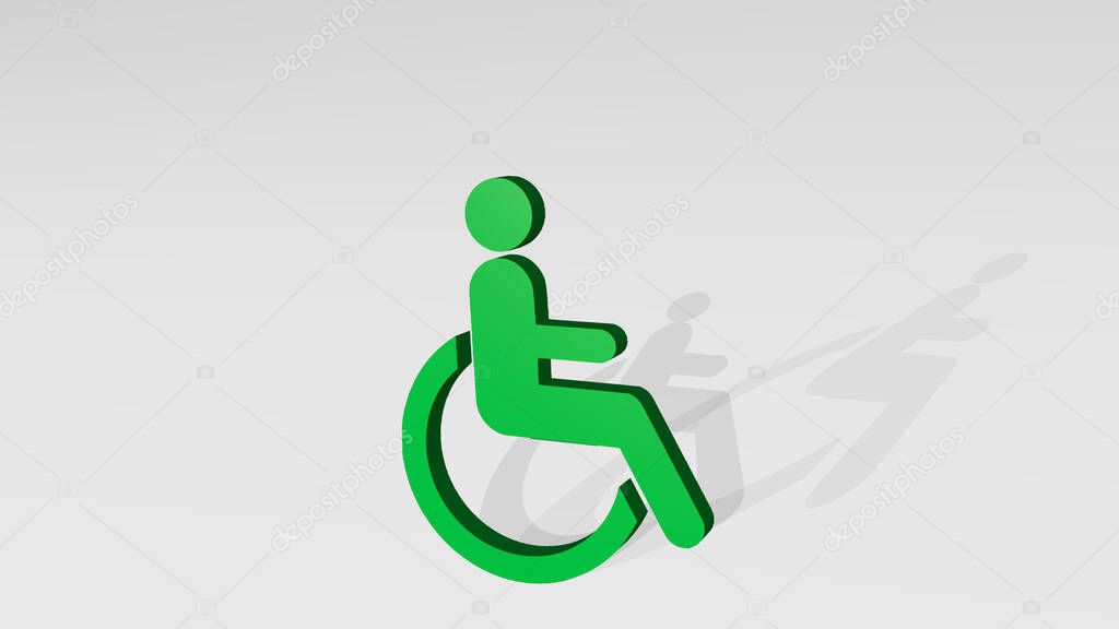 S MBOLO DE SILLA DE RUEDA DISCAPACITADO realizado mediante ilustraci n 3D de una escultura met ...