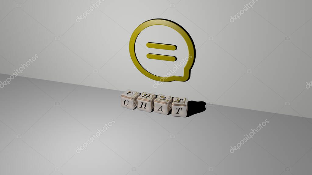 Representación 3D de chat con icono en la pared y texto arreglado por ...