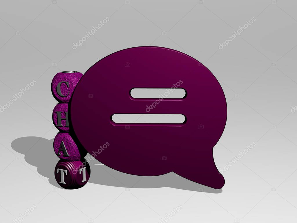 Representación 3D de chat con icono en la pared y texto arreglado por ...