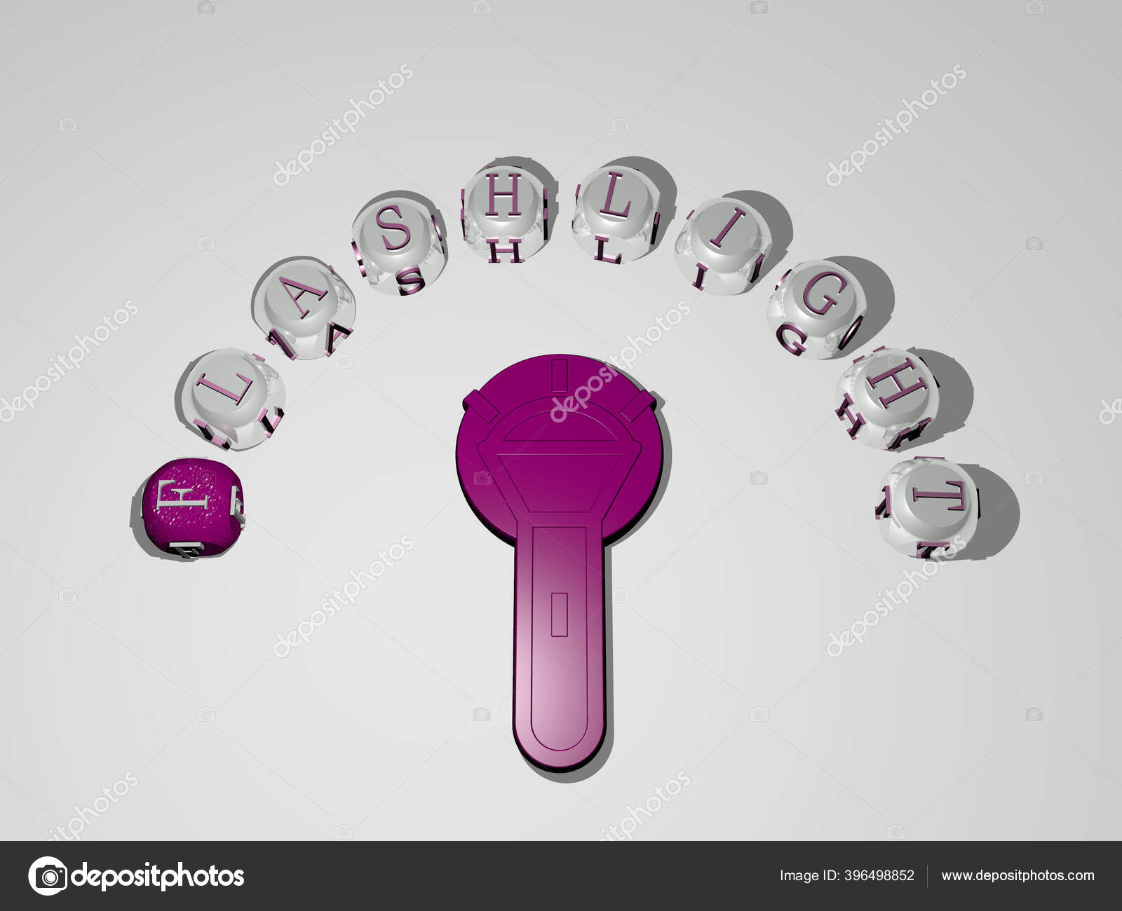 Graphical Image Flashlight Vertically Text Built Icon Metallic Cubic ...