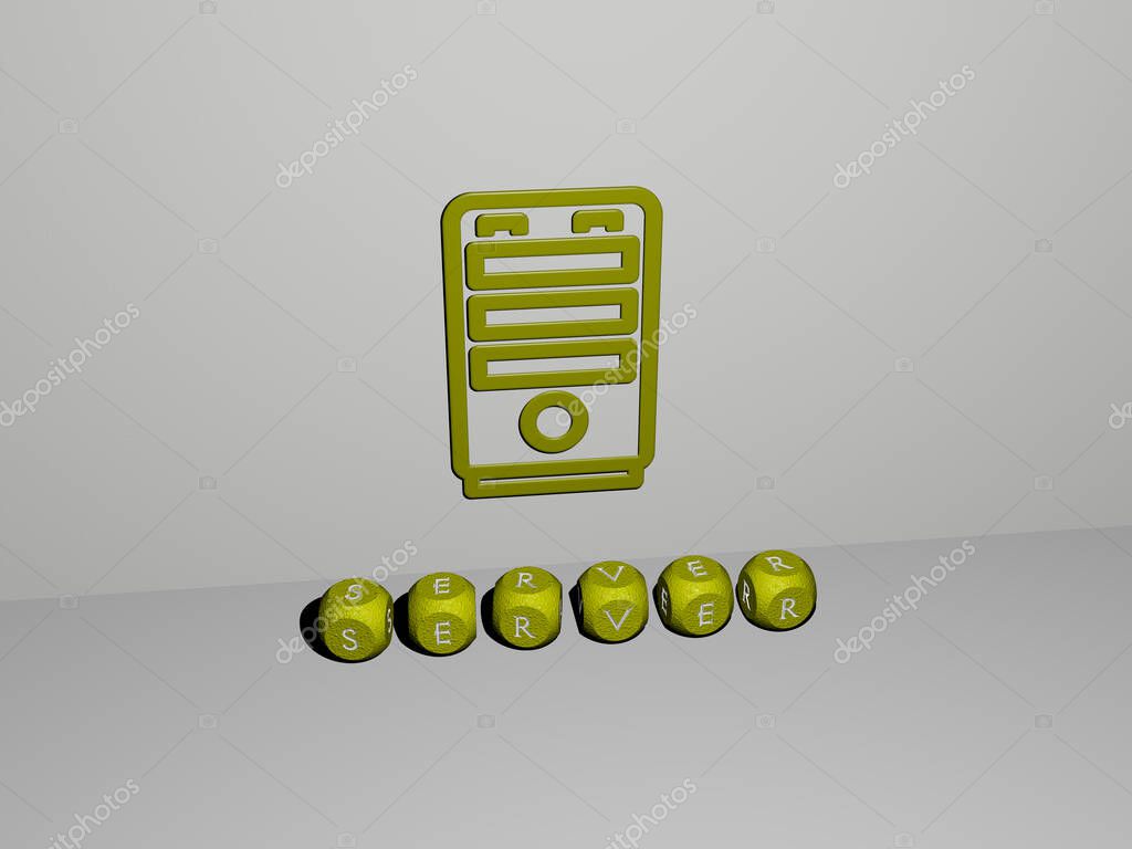 Ilustraci n 3D de gr ficos SERVER y texto realizado por letras de dados met licos para los ...